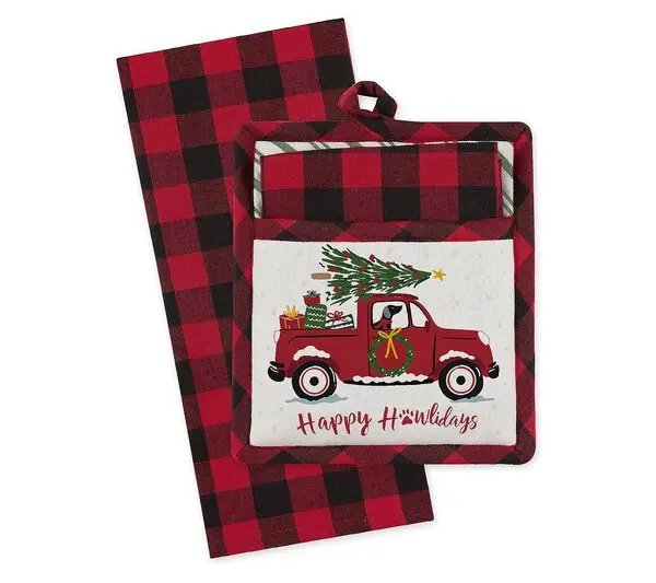 DESIGN IMPORTS Happy Howlidays Christmas Pet Po Tholder Set