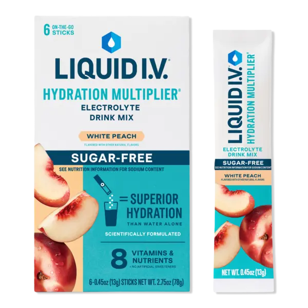 LIQUID I.V. Hydration Multiplier Electrolyte Drink Mix Sugar Free White Peach
