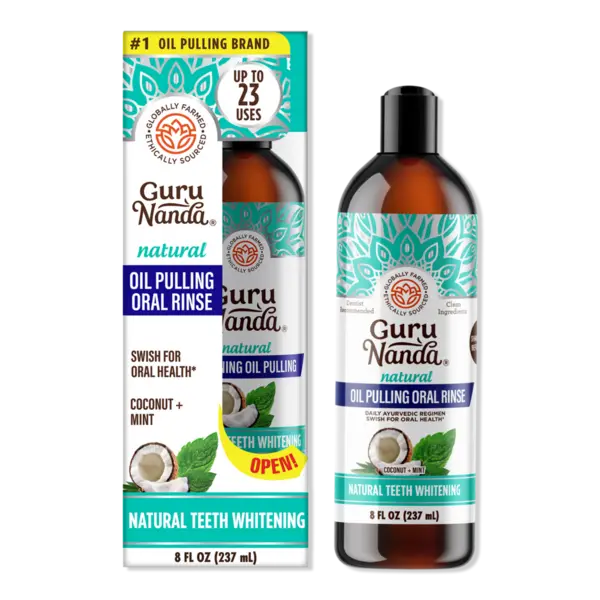 GURUNANDA Farmed Mint Oil Pulling Oral Rinse With Essential Oils & Vitamins