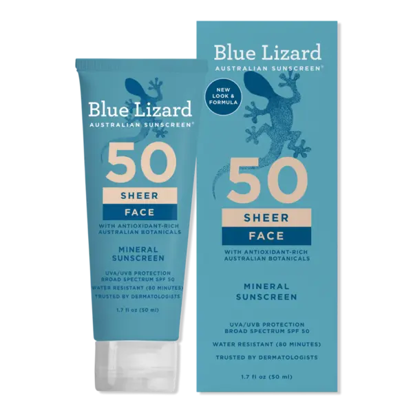 BLUE LIZARD AUSTRALIAN SUNSCREEN Sheer Mineral Sunscreen Lotion For Face Spf 50