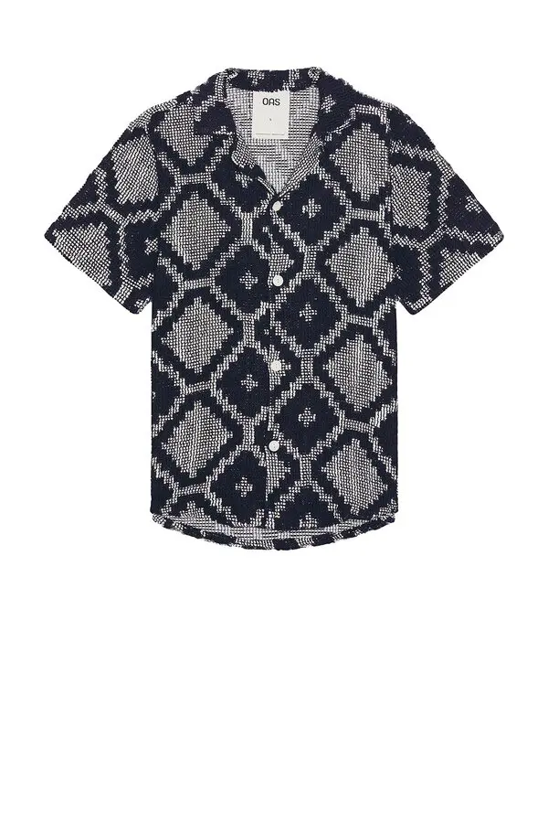 Oas Trastevere Cuba Crochet Shirt In Navy - Multi