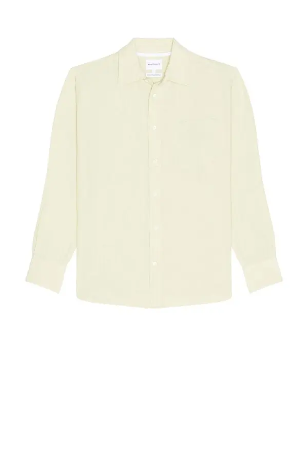 Norse Projects Algot Relaxed Cotton Linen Shirt In Yellow - Pale Yellow