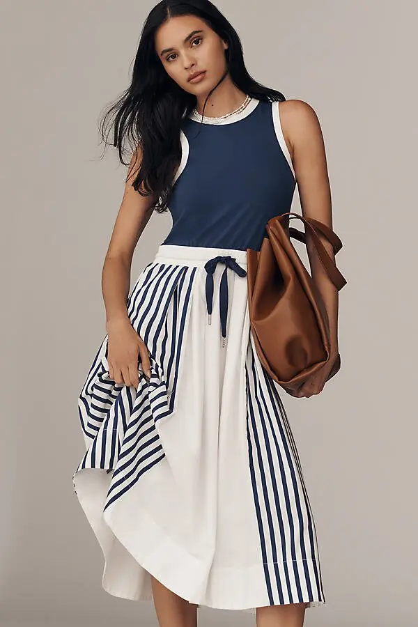 DAILY PRACTICE BY ANTHROPOLOGIE Sleeveless Drawstring Midi Dress