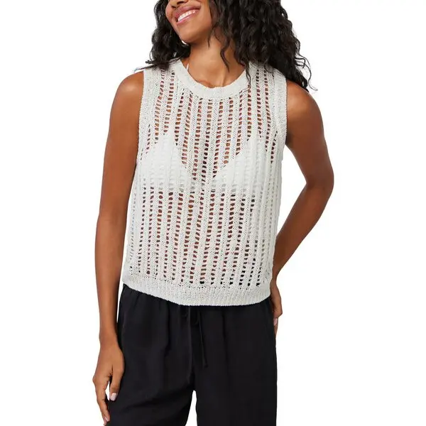 Bella Dahl Open Stitch Sweater Vest - White