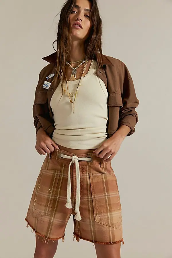Free People We The Free Moxie Printed Barrel Shorts
