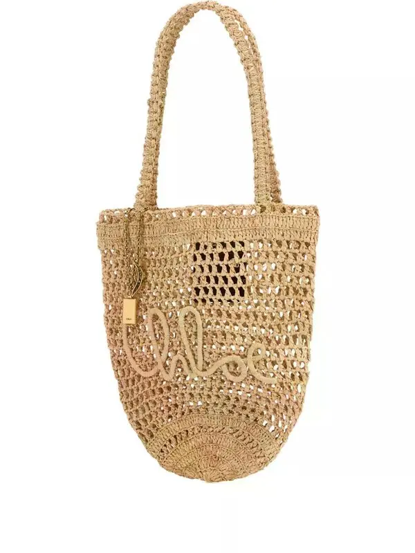 Chloé Raffia Crochet Tote Bag - Neutrals