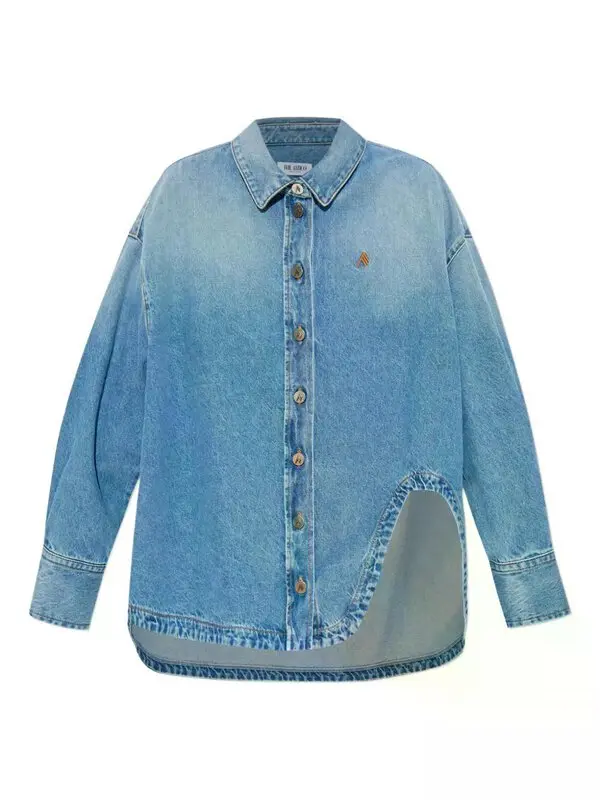 Attico Asymmetric-hem Denim Shirt - Blue