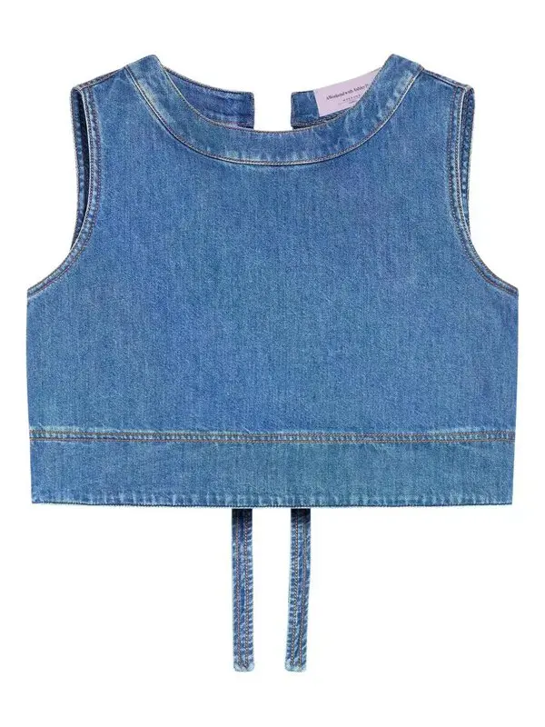 Max Mara Denim Back-tie Crop Top