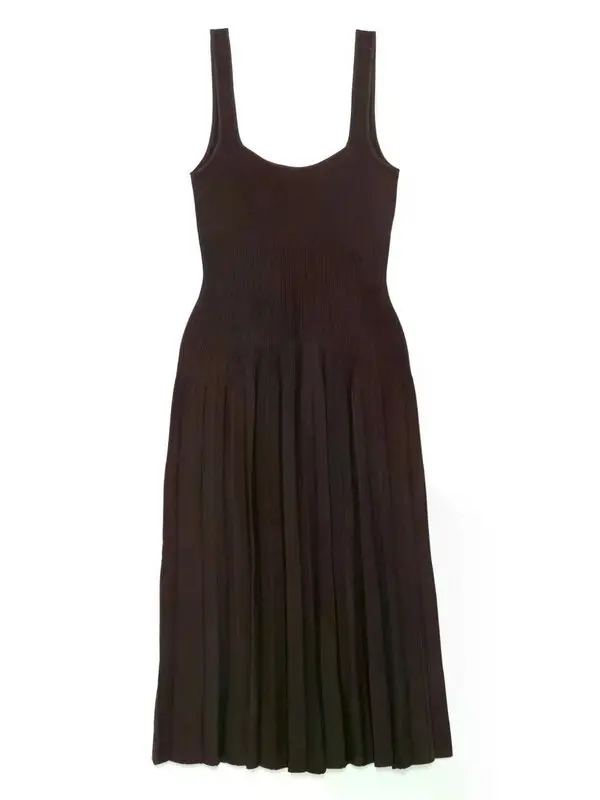 Staud Ellison Pleated-ribbed Midi Dress