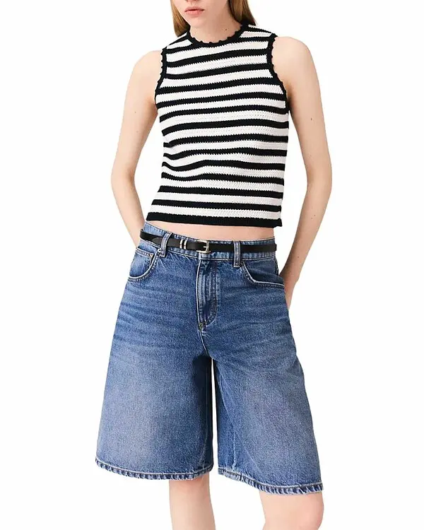 Maje Faded Denim Bermuda Shorts