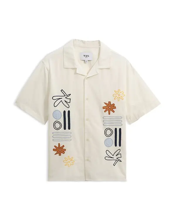 WAX LONDON Didcot Abstract Short Sleeve Shirt - Ecru/multi