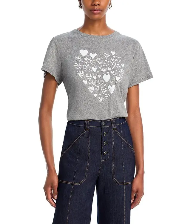 Cinq À Sept Heart Print Tee - Heather Gray