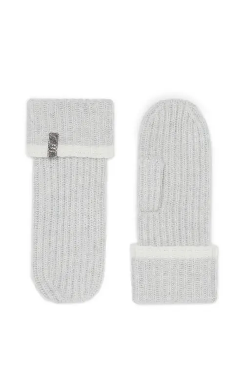 Brunello Cucinelli Cashmere Knit Mittens - Light Grey