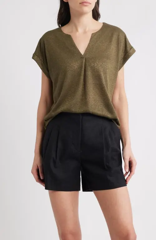 Bobeau Knit Top With Pleat