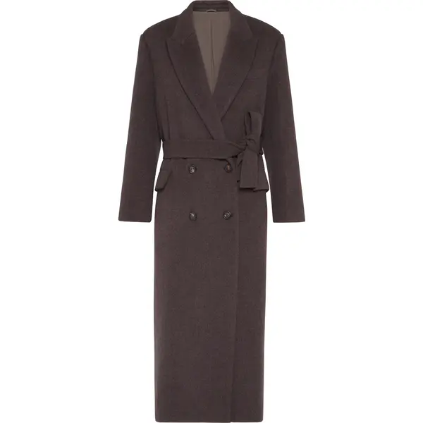 Brunello Cucinelli Handcrafted Virgin Wool And Cashmere Coat - Rust Brown
