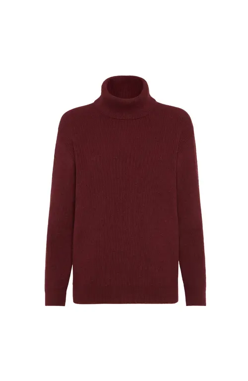 Brunello Cucinelli English Rib Knit Cashmere Sweater - Amaranth
