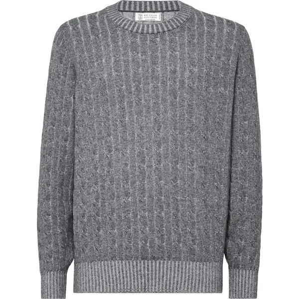 Brunello Cucinelli Cable Knit Cashmere Sweater - Dark Grey