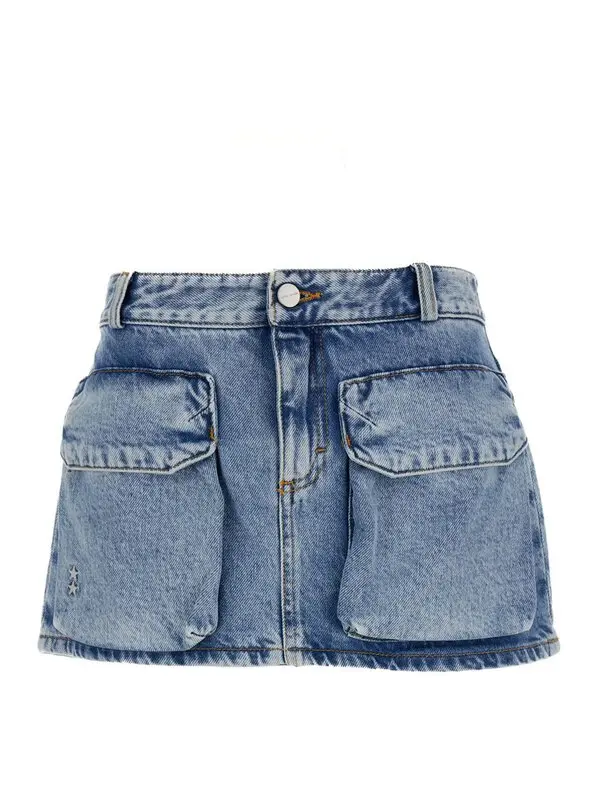 ICON DENIM Gio' Mini Light Denim Skirt With Patch Pockets
