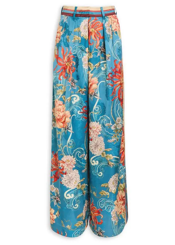 ALEMAIS Fletcher Printed Satin Trousers - Multicoloured