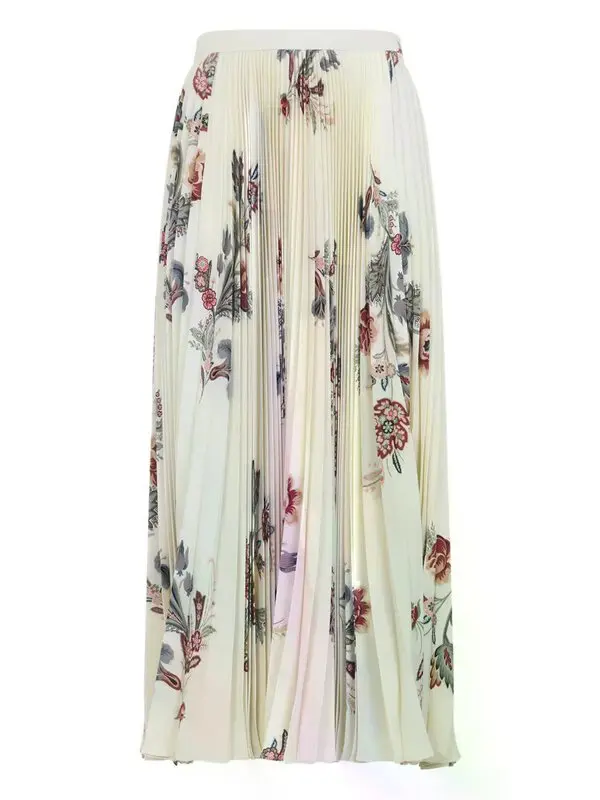 Etro Pleated Floral-print Midi Skirt - Neutrals