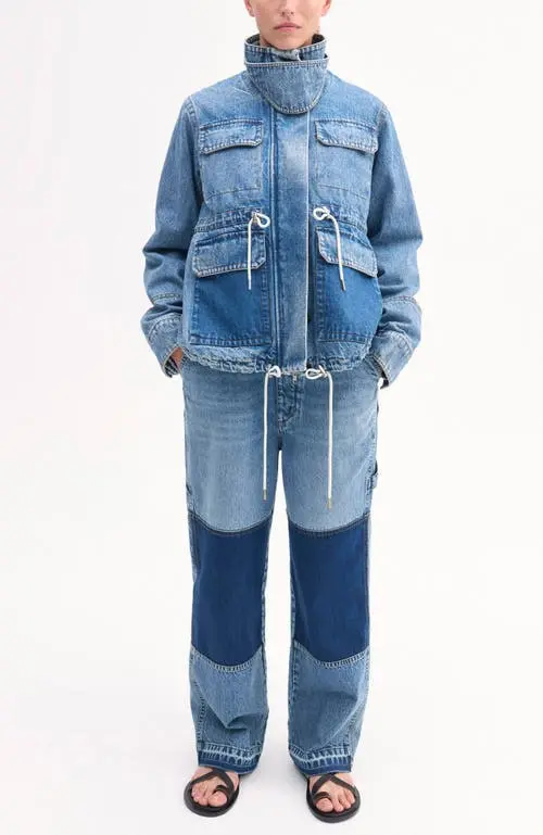 Co Patchwork Denim Military Jacket