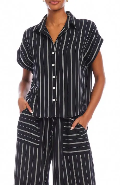 Fifteen Twenty Collette Cap-sleeve Button-up Shirt