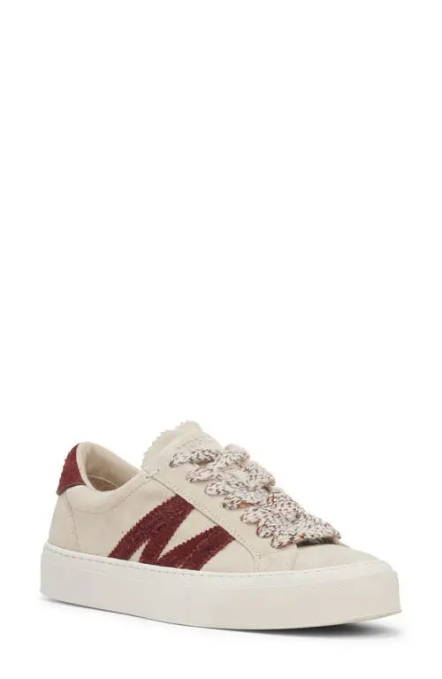 Moncler Monaco2 Suede Low Top Sneaker - Oatmeal