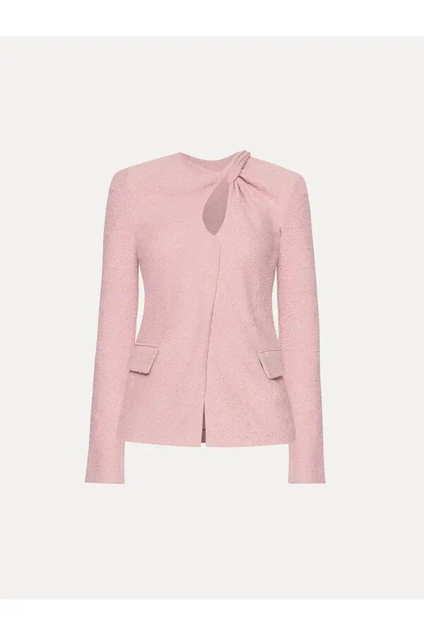 Oscar De La Renta Twist-detailed Tweed Jacket - Natural