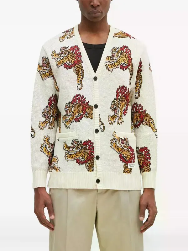 WACKO MARIA X Tim Lehi Tiger-patterned Cardigan - Neutrals