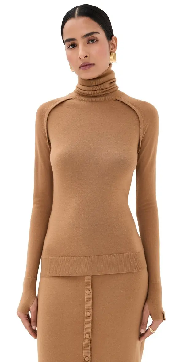 Victoria Beckham High Neck Merino Wool Top