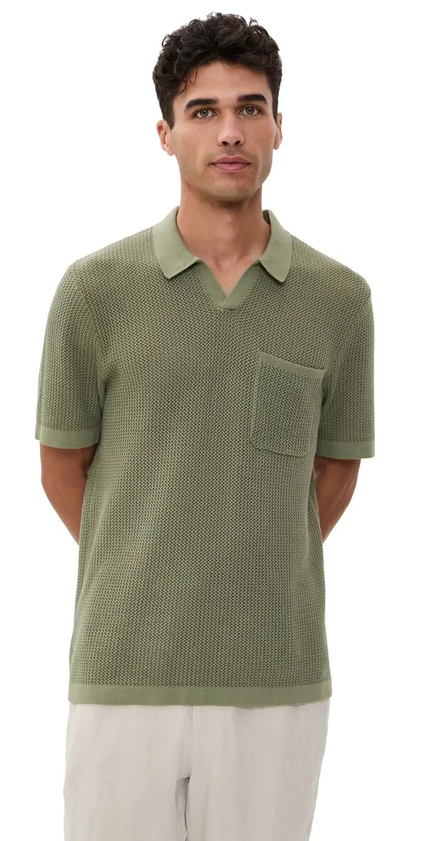 RHONE Coastal Johnny Collar Polo - Green Sage