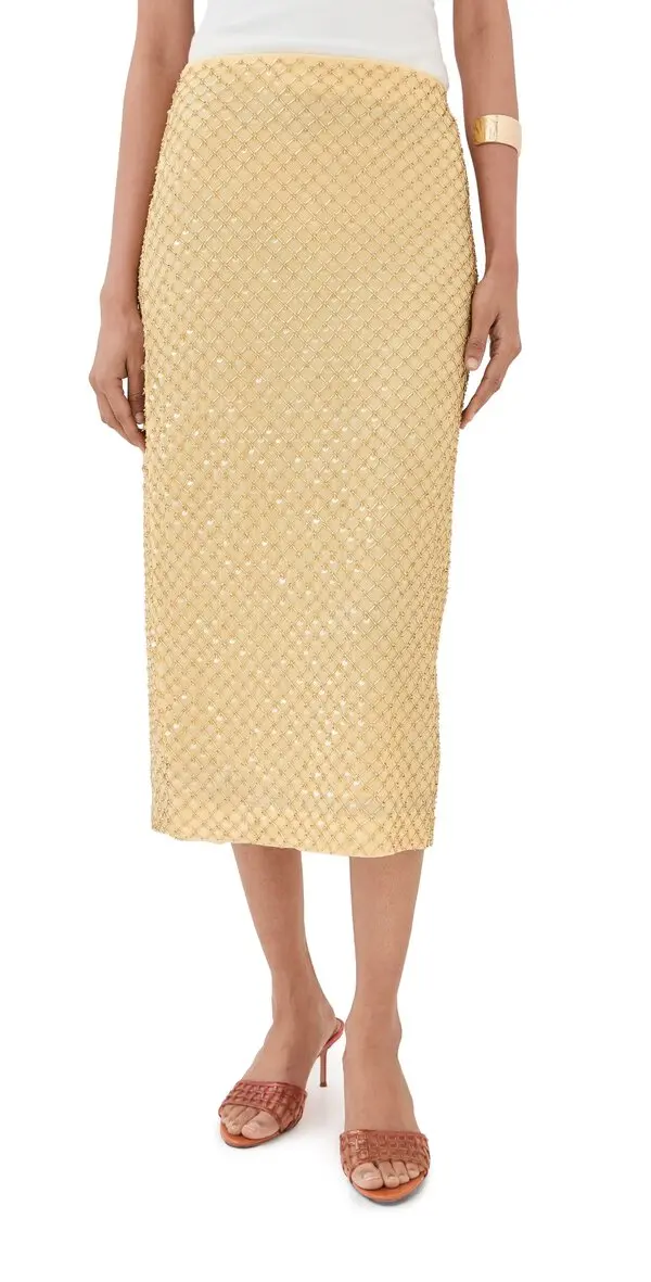 Veronica Beard Allora Embellished Skirt - Chamomile