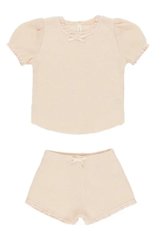 QUINCY MAE Organic Cotton Waffle-knit Top & Shorts Set