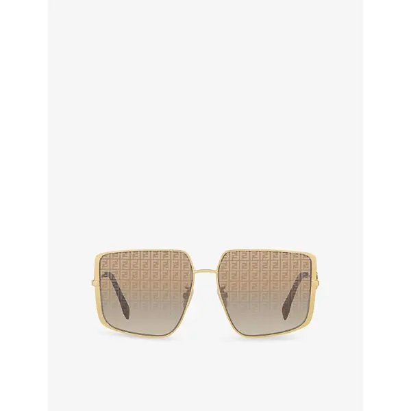 Fendi Irregular Metal Sunglasses - Gold
