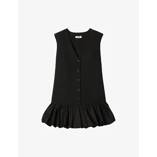 Sandro Ruffle-hem Button-down Mini Dress