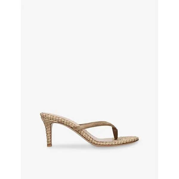GIANVITO ROSSI Calypso Raffia And Suede Kitten Heel Sandals