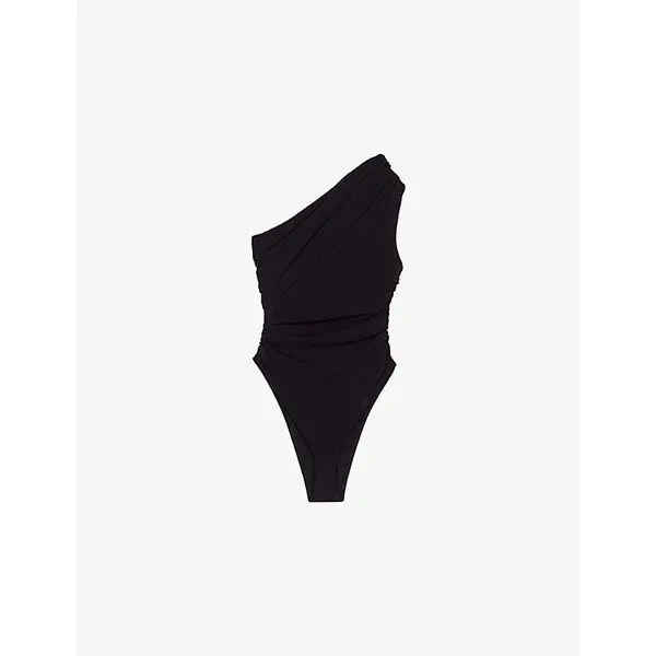 Maje Asymmetric-neck Stretch-woven Bodysuit