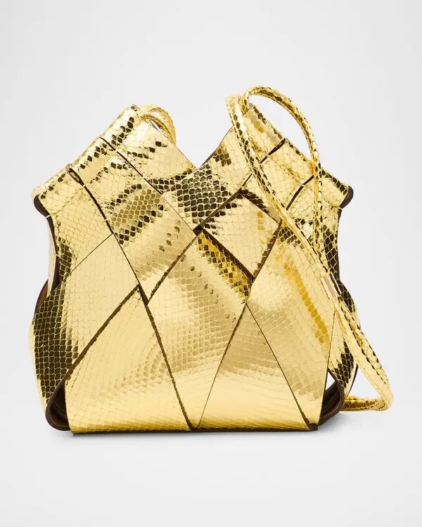 Ulla Johnson Charlotte Metallic Snake-print Crossbody Bag - Gilt