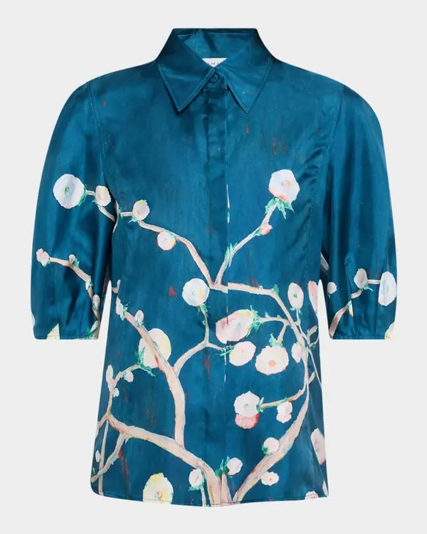 Gabriela Hearst Sansi Floral Button-down Top