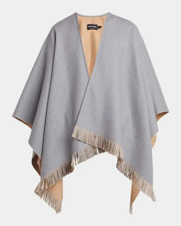 Giorgio Armani Wool Fringe-trim Poncho