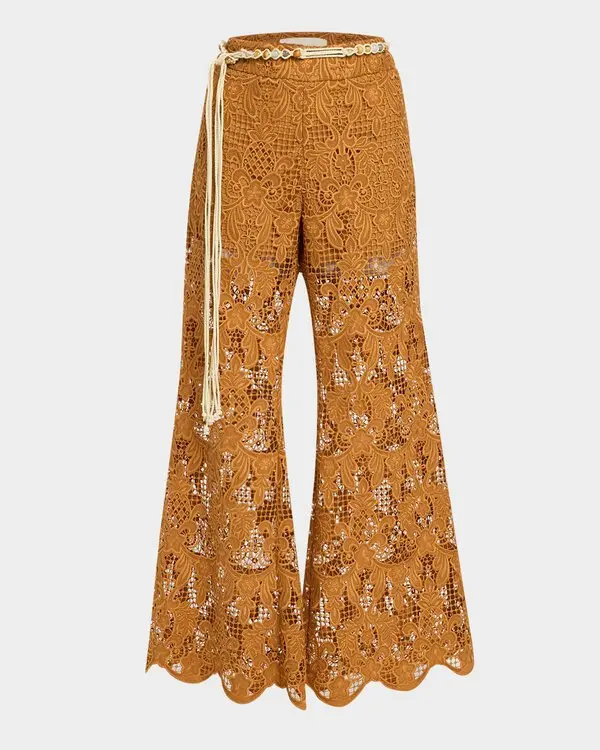 Zimmermann Coco Lace Flare Pants - Biscuit