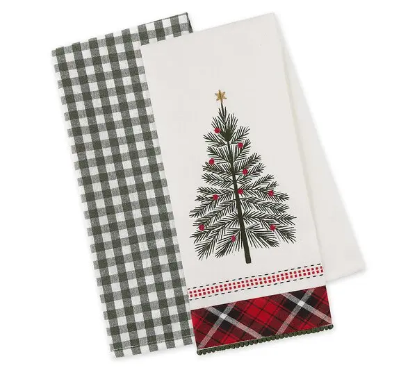 DESIGN IMPORTS Set Of 2 Oh Tannenbaum Kitchen T Owels