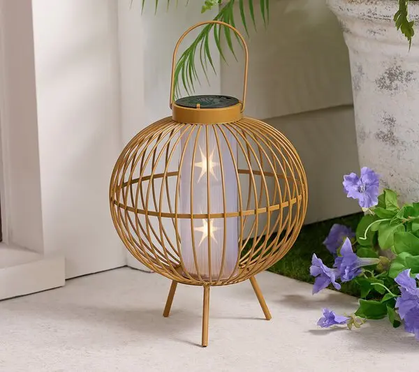 LIGHTSCAPES As Is Outdoor Safe Metal Lantern W/ Light Show