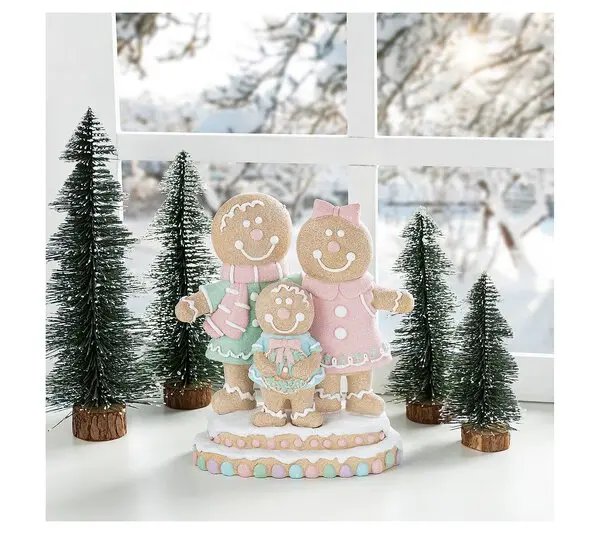 GLITZHOME 10'h Christmas Gingerbread Family Table Decor
