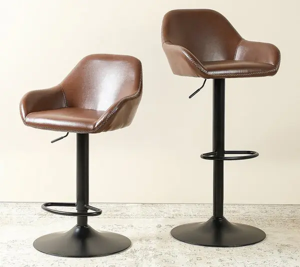 GLITZHOME Modern Leatherette Gaslift Adjust Swi Vel Bar Stool