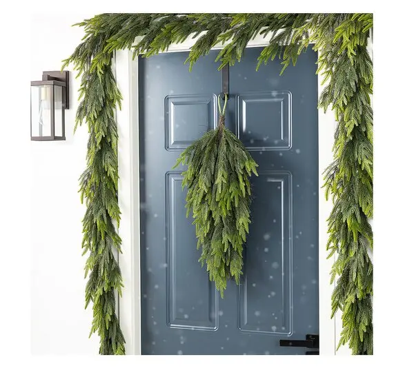 GLITZHOME 31.5'h Christmas Greenery Pe Teardrop Swag