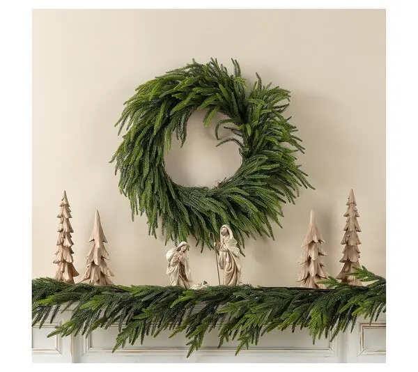 GLITZHOME 28'd Christmas Greenery Pe Wreath