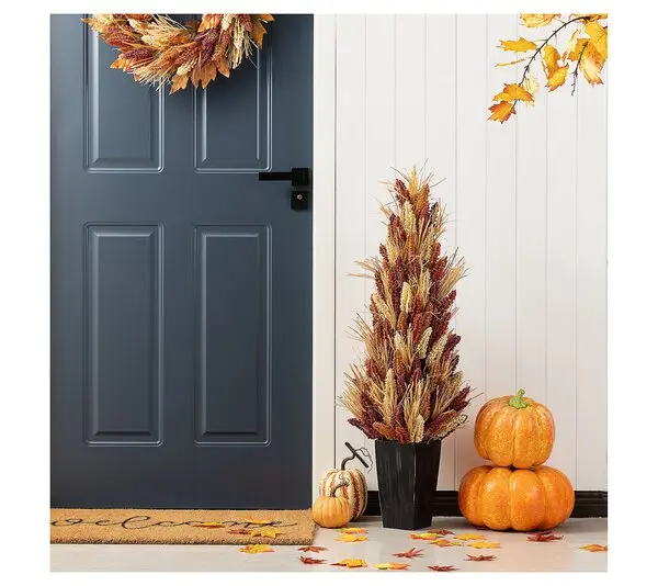 GLITZHOME 38'h Fall Harvest Multi-colored Sorgh Um Porch Tree