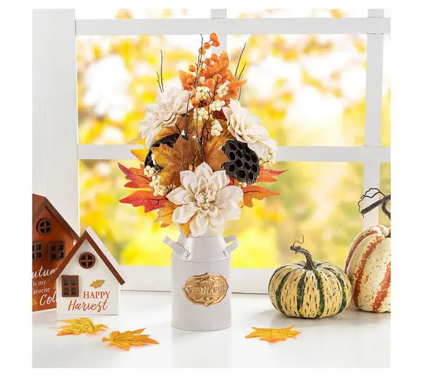 GLITZHOME 22'h Fall Harvest Lotus Pod Berry Cen Terpiece