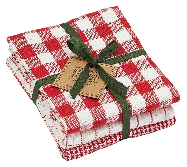 DESIGN IMPORTS Set 3 Holiday Checks Heavyweightkitchen Towels